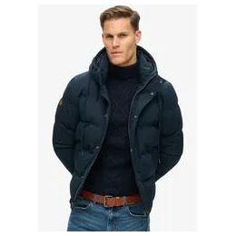Steppjacke Superdry "Everest Hooded Puffer Jacket", Herren, Gr. M, blau (eclipse navy), Web, Obermaterial: 100% Baumwolle, unifarben, loose fit, Jacken Steppjacke