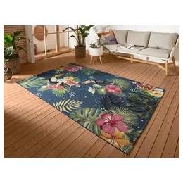 Outdoorteppich Hanse Home "Tropical Dream", bunt (blau,bunt), B:240cm H:3mm L:340cm, Polyester, Polypropylen (PP), Teppiche, Outdoorteppich, In-& Outdoor, Teppich, Wetterfest, Balkon, Garten, Wohnzimmer, Floral
