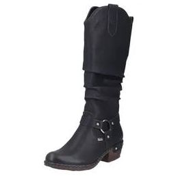 Westernstiefel Rieker, Damen, Gr. 37, Normalschaft, schwarz, Lederimitat, unifarben, Schuhe, Blockabsatz, Cowboystiefel mit wasserabweisender RiekerTEX-Membran