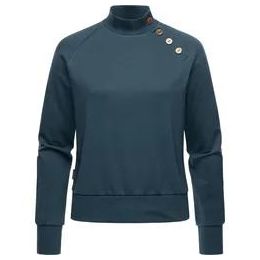 Sweatshirt Ragwear "Majjorka Solid", Damen, Gr. 5XL (50), blau (petrol), Sweatware, Material: 70% Baumwolle, 30% Polyester, oversize h&uuml;ftlang, hoch geschlossener Ausschnitt, &Auml;rmel ohne &Auml;rmelschlitz Rippb&uuml;ndchen, Sweatshirts Sweatshirt, Damen Langarmshirt mit Rippb&uuml;ndchen und Zierkn&ouml;pfen