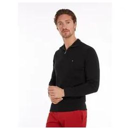 Troyer Tommy Hilfiger "PIMA ORG CTN CASHMERE ZIP MOCK", Herren, Gr. XXXL (58), schwarz, Obermaterial: 95% Baumwolle, 5% Kaschmir, Rippstrickb&uuml;ndchen, Pullover Troyer