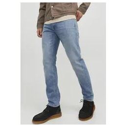 Jack & Jones Tapered-fit-Jeans JACK & JONES "JJIMIKE JJORIGINAL CJ SN", Herren, Gr. 36, L&auml;nge 34, blau (blau denim), Denim/Jeans, Obermaterial: 99% Baumwolle, 1% Elasthan, Abriebeffekte, bequem lang, Jeans, mit Five-Pocket-Design