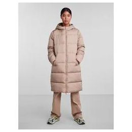 Steppmantel Pieces "PCBEE NEW LONG PUFFER JACKET NOOS BC", Damen, Gr. XS, silber (silber mink), Steppware, Obermaterial: 100% Polyester, unifarben, regular fit knielang, hoch geschlossener Ausschnitt, Rippb&uuml;ndchen, M&auml;ntel Steppmantel, Kunstfaser