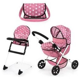 BAYER DESIGN Puppenwagen BAYER "Cosy Set, altrosa", rosa (altrosa), Puppenwagen, KinderB:65cm H:65,5cm T:36cm, Kunststoff, Metall, Stoff, mit Puppenhochstuhl und Wickeltasche, B:65cm H:65,5cm T:36cm