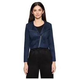 BETTY & CO Jackenblazer BETTY & CO "Damen mit Stehkragen", Damen, Gr. 42, blau (dunkelblau), Obermaterial: 95% Polyester, 5% Elasthan; Futter: 100% Polyester, tailliert kurz, Blazer, Material