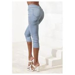 Caprihose Buffalo, Damen, Gr. 48/50, N-Gr, blau (hell blau), Denim/Jeans, Obermaterial: 69% Baumwolle, 21% Polyester, 8% Viskose, 2% Elasthan, unifarben, Basic, figurbetont wadenlang, Hosen Caprihose, Schlupfform mit zwei Taschen