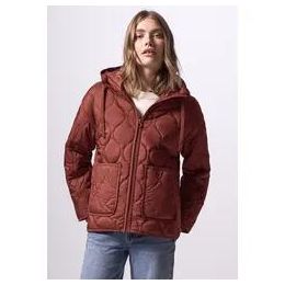 Steppjacke STREET ONE STUDIO, Damen, Gr. 44, rot (cherry braun), Stoff, Obermaterial, Futter und F&uuml;llung: 100% Polyester, gemustert, oversize normal, ohne Ausschnitt, B&uuml;ndchen, Jacken Steppjacke, mit Kapuze