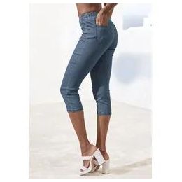 Caprihose Buffalo, Damen, Gr. 36/38, N-Gr, blau, Denim/Jeans, Obermaterial: 69% Baumwolle, 21% Polyester, 8% Viskose, 2% Elasthan, unifarben, Basic, figurbetont wadenlang, Hosen Caprihose, Schlupfform mit zwei Taschen