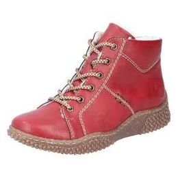 Winterboots Rieker, Damen, Gr. 36, rot, Lederimitat, unifarben, Schuhe Winterboots, Schn&uuml;rboots, Stiefelette, High Top Sneaker mit Innenrei&szlig;verschluss