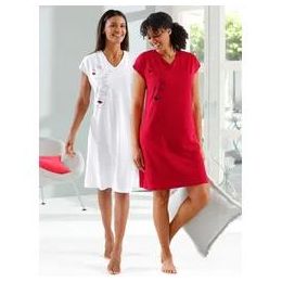 w&auml;schepur Sleepshirt W&Auml;SCHEPUR "Sleepshirts", Damen, Gr. 48/50, Normalgr&ouml;&szlig;en, rot (wei&szlig;, rot), 50% Baumwolle, 50% Viskose, gemustert, Kleider Sleepshirt