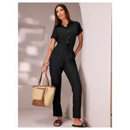 Jumpsuit Heine, Damen, Gr. 44, Normalgr&ouml;&szlig;en, schwarz, 100% Lyocell, unifarben, lang, Overalls Jumpsuit