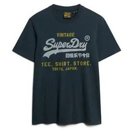 T-Shirt Superdry "T-Shirt VI Heritage Relaxed Tee 1er Pack", Herren, Gr. L, blau (dunkelblau), Obermaterial: 100% Baumwolle CO., Shirts T-Shirt