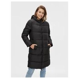 Steppmantel Pieces "PCBEE NEW LONG PUFFER JACKET NOOS BC", Damen, Gr. XS, schwarz, Steppware, Obermaterial: 100% Polyester, unifarben, regular fit knielang, hoch geschlossener Ausschnitt, Rippb&uuml;ndchen, M&auml;ntel Steppmantel, Kunstfaser