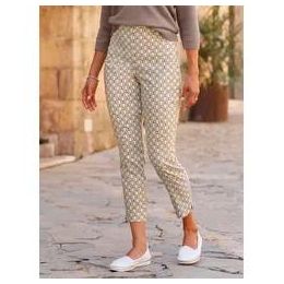 Webhose Inspirationen, Damen, Gr. 52, Normalgr&ouml;&szlig;en, beige (sand, dunkeltaupe, bedruckt), 72% Viskose, 25% Polyamid, 3% Elasthan, bedruckt, gemustert, mehrfarbig, lang, Hosen