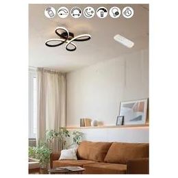 OTTO HOME LED Deckenleuchte "Ullii, Deckenlampe mit Fernbedienung dimmbar Nachtlicht Memory", schwarz (schwarz matt), 1, H: 8cm, 1 Stk., Leuchten, CCT stufenlos warm- bis kaltwei&szlig;, Holzelemente in Optik Akustikpaneel, LED Deckenleuchte