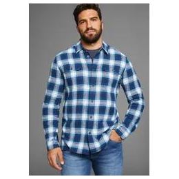 MAN'S WORLD Flanellhemd MAN'S WORLD, Herren, Gr. M (39/40), N-Gr, blau (blau kariert), Obermaterial: 100% Baumwolle, kariert, regular fit, Hemden, mit Brusttaschen, Topseller