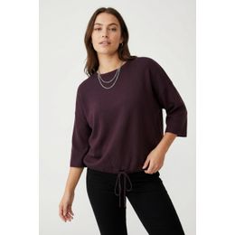 Only Damen Kurzarmpullover "ONLSITERI SS LOOSE TIE O-NECK TOP CC KNT"winetasting, Gr. M, unifarben, Strick, Obermaterial: 43% Polyester, 40% Viskose,