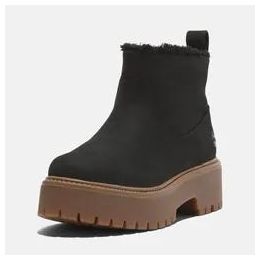 Chelseaboots Timberland "STONE STREETMID WARM LINED BOOT", Damen, Gr. 39,5, schwarz (schwarz nubuck), Leder, Schuhe Chelseaboots, Winterstiefel, Winterschuhe, Stiefelette, gef&uuml;ttert