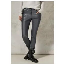 Lederimitathose Cecil, Damen, Gr. 36, L&auml;nge 28, grau (charcoal silber), Stoff, 79% Viskose, 18% Nylon, 3% Elasthan, unifarben, slim fit lang, Hosen, 5-Pocket-Style