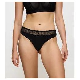 String Triumph "Feel of Modal", Damen, Gr. M, schwarz, Single Jersey, Obermaterial: 92% Polyamid, 8% Elasthan, k&ouml;rpernah, Unterhosen String, mit Spitze, flachen N&auml;hten und Modal-Komfort