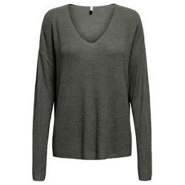 Strickpullover Only "ONLLECIA LIFE LS LOOSE V-NECK CC KNT", Damen, Gr. S (36), kambaba detail:melange, Strick, Obermaterial: 50% Viskose, 28% Polyester, 20% Nylon, 2% sonstige Fasern, meliert, regular fit, V-Ausschnitt, Pullover Strickpullover