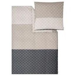 Bettw&auml;sche s.Oliver "Satinbettw&auml;sche s.Oliver", beige (beige, grau), B/L: 135cm x 200cm, 1 Stk., 1 Stk., Mako-Satin, B/L: 80cm x 80cm, 2 Stk., Mako-Satin, Obermaterial: 100% Baumwolle, Bettw&auml;sche, Bettw&auml;sche, mit Blockstreifen
