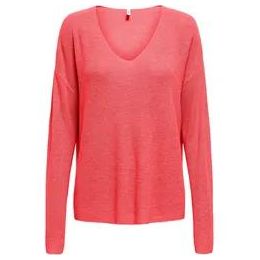 Strickpullover Only "ONLLECIA LIFE LS LOOSE V-NECK CC KNT", Damen, Gr. S (36), dubarry detail:melange, Strick, Obermaterial: 50% Viskose, 28% Polyester, 20% Nylon, 2% sonstige Fasern, meliert, regular fit, V-Ausschnitt, Pullover Strickpullover