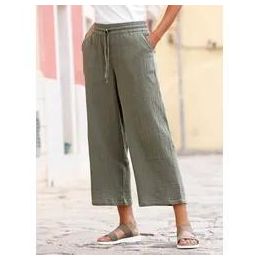 Culotte Casual Looks, Damen, Gr. 36, Normalgr&ouml;&szlig;en, gr&uuml;n (khaki), 100% Baumwolle, unifarben, 7/8-L&auml;nge, Hosen Culotte