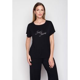 JOOP! JOOP JEANS Damen Pyjamaoberteil, Gr. XSschwarz, Jersey, Obermaterial: 95% Modal, 5% Elasthan, Shirts, mit Rundhalsausschnitt, aus Modalmix