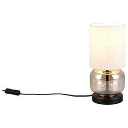 OTTO HOME Schreibtischlampe "Jorrin, Tischlampe mit Glas und Stoffschirm exkl 1x E27 max 40W", beige, 1, &Oslash; 13,5cm H: 28,5cm, 1 Stk., Leuchten, Nachttischlampe Tischleuchte m. Schnurschalter Glas amber Schirm beige, Tischleuchte