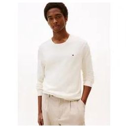 Strickpullover Tommy Hilfiger "ESSENTIAL COTTON V NECK mit V-Ausschnitt und Stickerei", Herren, Gr. XXL, wei&szlig; (ivory petal), Strick, Obermaterial: 100% Baumwolle, V-Ausschnitt, Rippb&uuml;ndchen, Pullover Strickpullover, unifarben, casual, regular fit, Baumwolle, V-Ausschnitt