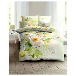 Bettw&auml;sche Kaeppel "Camila", gelb, B/L: 155cm x 220cm, 1 Stk., 1 Stk., Mako-Satin, B/L: 80cm x 80cm, 2 Stk., Mako-Satin, Obermaterial: 100% Baumwolle, Bettw&auml;sche, Bettw&auml;sche, Mit Blumen