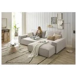Ecksofa Home Affaire "NEU: SHERWOOD XXL 284, Big-Sofa L-Form, tiefe Sitzfl&auml;che 95 cm, Cord", beige (hellbeige), B:284cm H:90cm T:195cm, 100% Polyester, Sofas, Ecksofa, Recamiere rechts/links, als Schlafsofa stellbar, Cord u. Leinenoptik