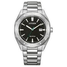 Solaruhr Citizen, silberfarben, schwarz, Armbanduhren, Damen, Armbanduhr, Herrenuhr, Edelstahlarmband, analog, Datum, Eco-Drive
