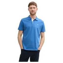 Poloshirt Tom Tailor, Herren, Gr. XXL, blau (sapphire blau), Single Jersey, Obermaterial: 100% Baumwolle, regular fit, angesetztes B&uuml;ndchen, Shirts, mit farblich hervorgehobener Knopfleiste, Topseller