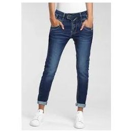 Slim-fit-Jeans Gang "94MARGE", Damen, Gr. 26, N-Gr, deep mid wash, Denim/Jeans, Obermaterial: 65% Baumwolle, 22% Polyester, 11% Viskose, 2% Elasthan, slim fit lang, Jeans Slim-fit-Jeans, mit besonderem 4-Knopf-Verschluss, Topseller