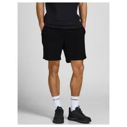 Jack & Jones Sweatshorts JACK & JONES "JPSTGORDON mit elastischem Bund", Herren, Gr. XS, N-Gr, schwarz, Web, Obermaterial: 61% Polyester, 39% Baumwolle, unifarben, slim fit kniefrei, Hosen Sweatshorts, unifarben, modisch, regular fit, Webstoff