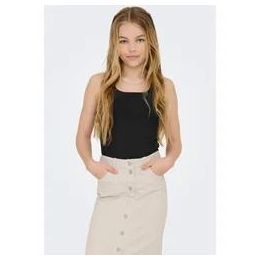 Tanktop KIDS Only "KOGEA S/L 2-WAYS TOP JRS NOOS", M&auml;dchen, Gr. 110/116, schwarz, Jersey, Obermaterial: 94% Polyamid, 6% Elasthan, unifarben, regular fit h&uuml;ftbedeckend, Rundhals, Tops Tanktop, in cleaner Optik