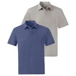 Poloshirt John Devin "mit Slub-Garn Struktur", Herren, Gr. 3XL (64/66), blau (blau, grau), Jersey, Obermaterial: 100% Baumwolle, unifarben, bequem normal, Rundhals, abgesteppte Kante, Shirts, aus leichter, strukturierter Baumwollqualit&auml;t - im 2er-Sparpack