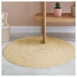 Teppich LUXOR living "Ibo, Juteteppich", beige (creme), H:7mm &Oslash;:60cm, Obermaterial: 99% Jute, 1% Baumwolle, Teppiche, Teppich, Wendeteppich, handgeflochten, Naturfaser, Boho-Style, Wohnzimmer