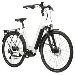 E-Bike KROSS "E-Trekkingrad Trans 5.0 28" wei&szlig; 9 G&auml;nge - Shimano Mittelmotor" Gr. 56, wei&szlig; (wei&szlig;, schwarz), Elektrofahrr&auml;der, 56cm, 28 Zoll (71,12cm), SHIMANO 36 V/250 W, Mittelmotor E5000