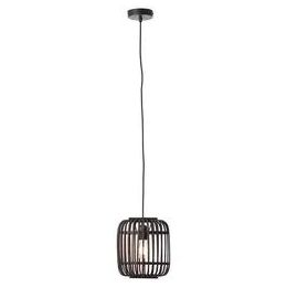 Brilliant Pendelleuchte "Woodrow", schwarz (holz dunkel, schwarz), 1, &Oslash; 21cm H: 130cm, 1 Stk., Leuchten, Bambus Lampe im Boho Stil, 130 x 21 cm, E27, Pendelleuchte