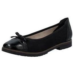 Ballerina Rieker, Damen, Gr. 39, schwarz, Lacklederimitat, Lederimitat, unifarben, Schuhe Ballerina, Loafer, Schlupfschuh, Flats, Slipper, Businessschuh mit Schleifchen, Topseller
