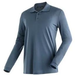 Langarm-Poloshirt Maier Sports "Ulrich L/S", Herren, Gr. L, blau (jeansblau), 100% Polyester, Shirts, Herren Polo langarm, leichtes Funktionsshirt, Langarmshirt, Reg. Fit