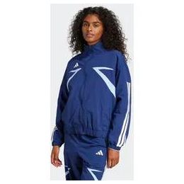 Trainingsjacke Adidas SPORTSWEAR "TIRO CUT 3-STREIFEN COLOR BLOCK WOVEN", Damen, Gr. XXL, wei&szlig; (dunkelblau, glow blau, wei&szlig;), Obermaterial: 100% Polyamid, Jacken Trainingsjacke