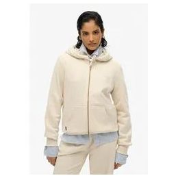 Kapuzensweatjacke Superdry "ESSENTIAL LOGO ZIPHOOD HB", Damen, Gr. L, beige (light oat marl), Sweatware, Obermaterial: 60% Baumwolle, 40% Polyester, meliert, relaxed fit h&uuml;ftbedeckend, Rippb&uuml;ndchen, Sweatjacken