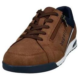 Sneaker Bugatti, Herren, Gr. 44, braun (cognac), Lederimitat, Textil, Schuhe Sneaker, Schn&uuml;rschuh, Halbschuh, Freizeitschuh mit Kontrastbes&auml;tzen