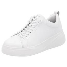 Plateausneaker Rieker SPORT, Damen, Gr. 41, wei&szlig;, Leder, unifarben, Schuhe Plateausneaker, Freizeitschuh, Halbschuh, Schn&uuml;rschuh mit Schaftrandpolsterung