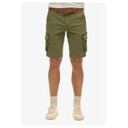 Cargobermudas Superdry "CORE CARGO SHORT", Herren, Gr. 32, N-Gr, gr&uuml;n (chive gr&uuml;n), Web, Obermaterial: 97% Baumwolle, 3% Elasthan, unifarben, straight fit knielang, Hosen