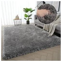 Hochflor-Teppich OTTO HOME "Micro exclusiv Teppich, sehr hoher Flor, weich durch Mikrofaser" Gr. 6, grau, B:200cm H:78mm L:300cm, Kunstfaser, Teppiche, sehr weich, flauschig, uni, Wohnzimmer, Schlafzimmer, Kinderzimmer